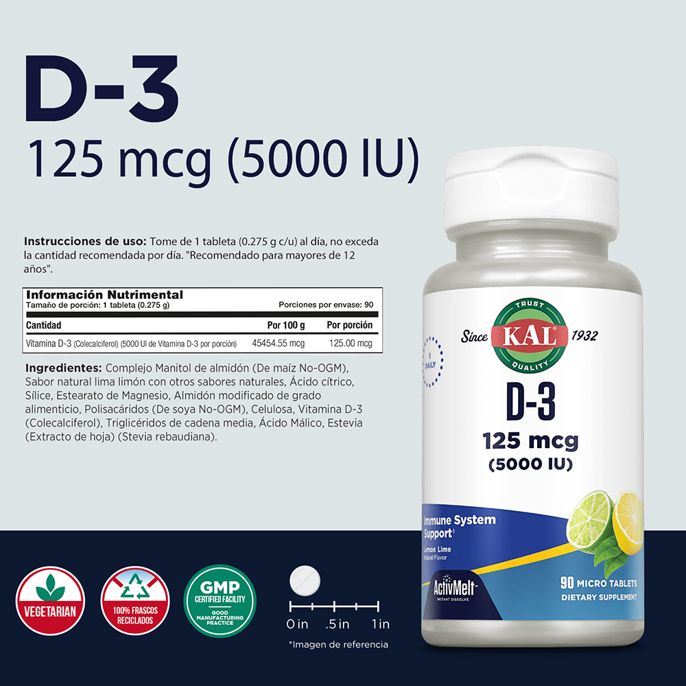 Kal D-3- 5000 IU 125 mcg 90 tab – Natural Farma