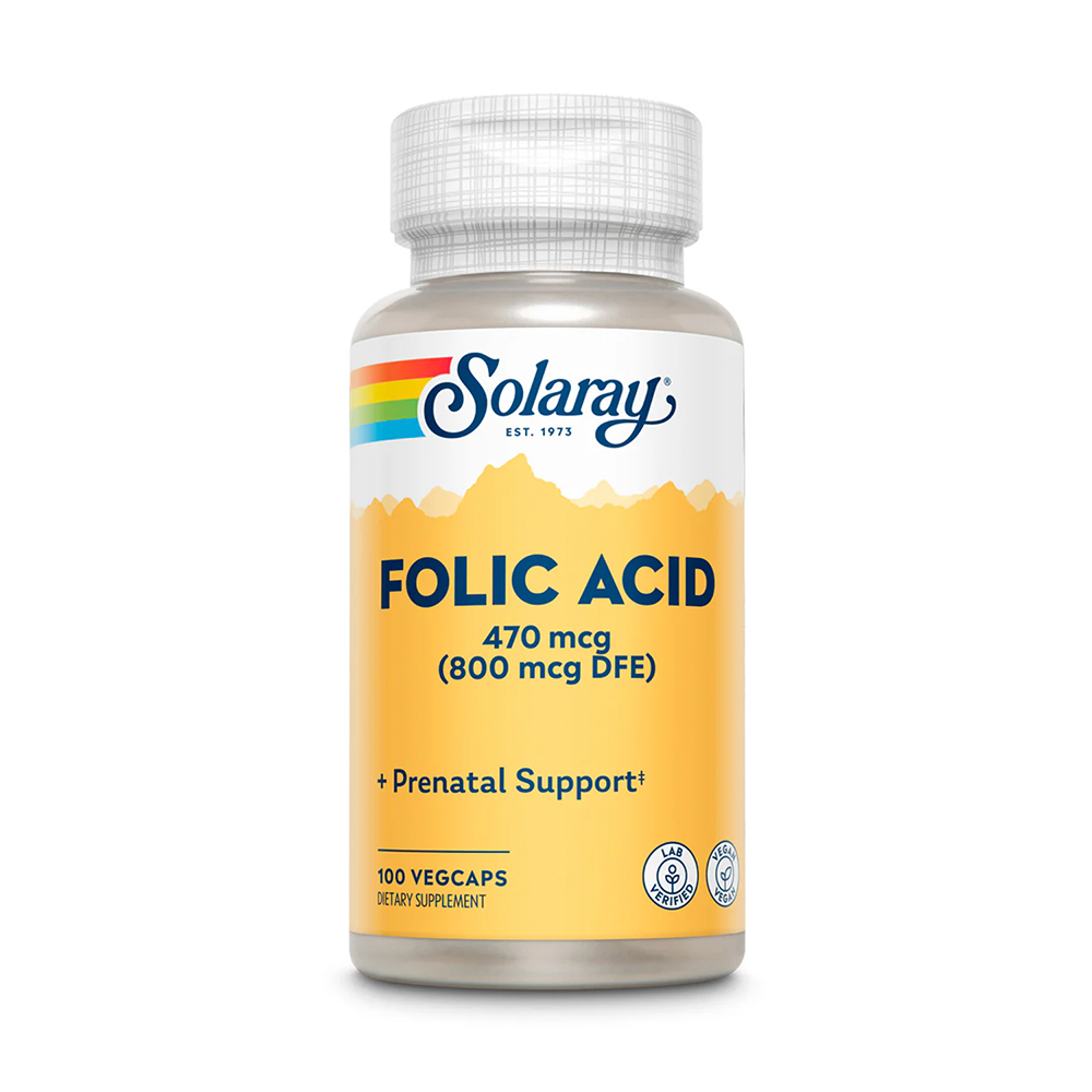 Solaray Folic Acid 470 mcg 100 cap – Natural Farma